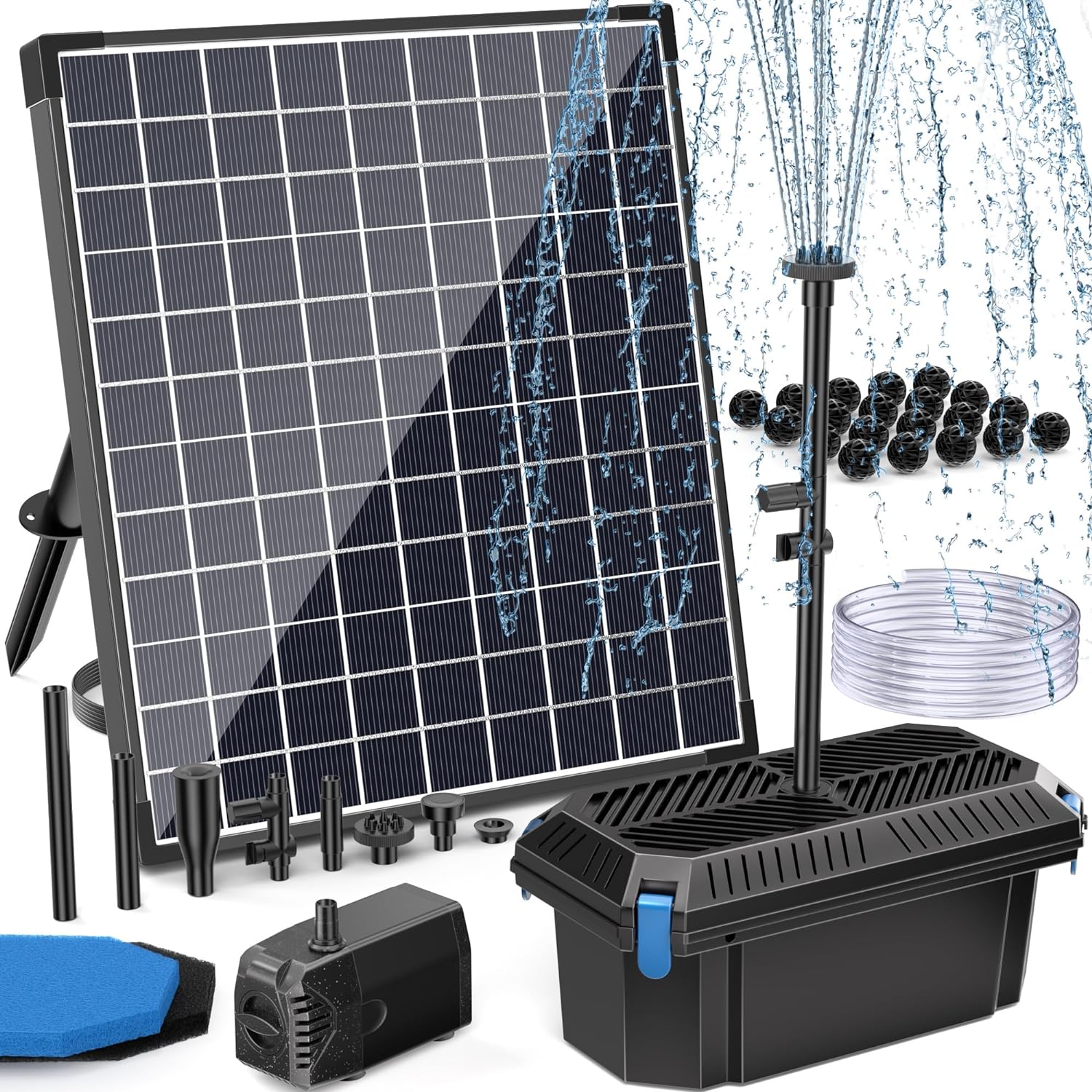 25W Solar Pond Filter Pump – Filtration Fountain Kit 320GPH