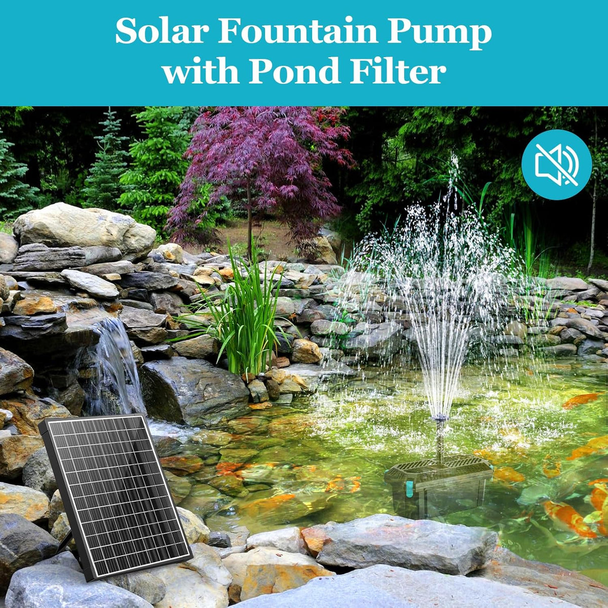 25W Solar Pond Filter Pump – Filtration Fountain Kit 320GPH