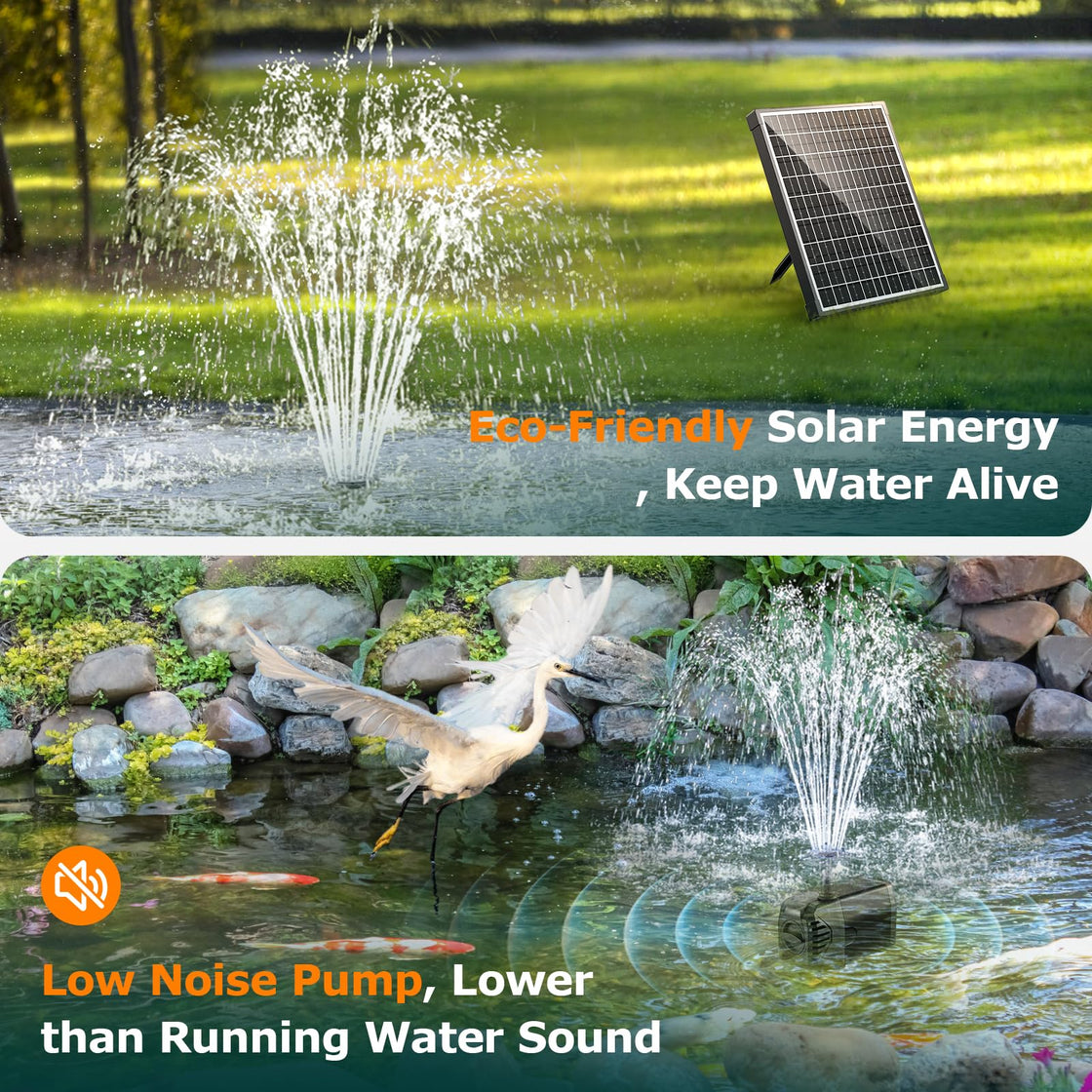 20W Solar Pond Filter Pump – Filtration Fountain Kit 280GPH