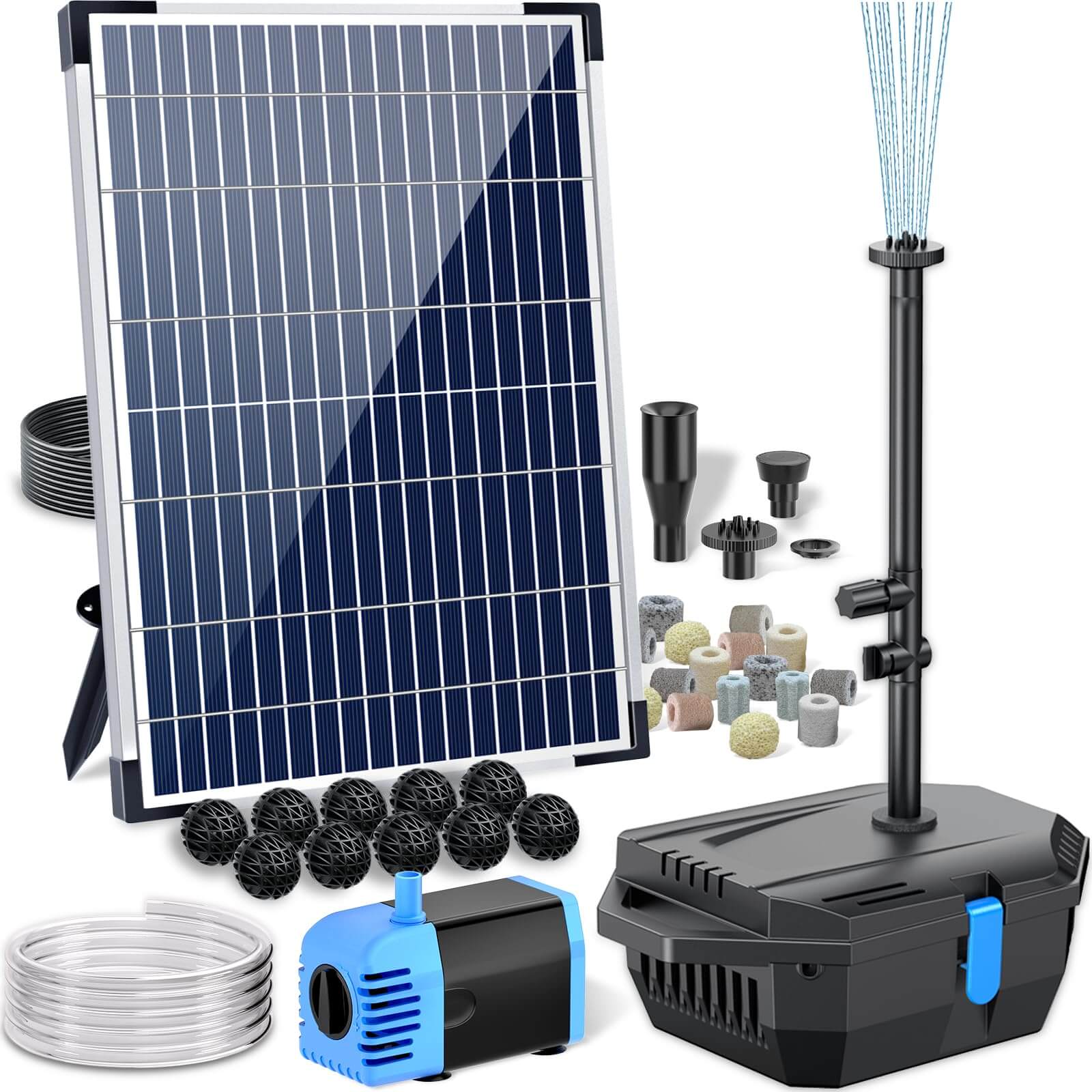 12W Solar Pond Pump with Filter | Solar Powered Pond Filter & Fountain