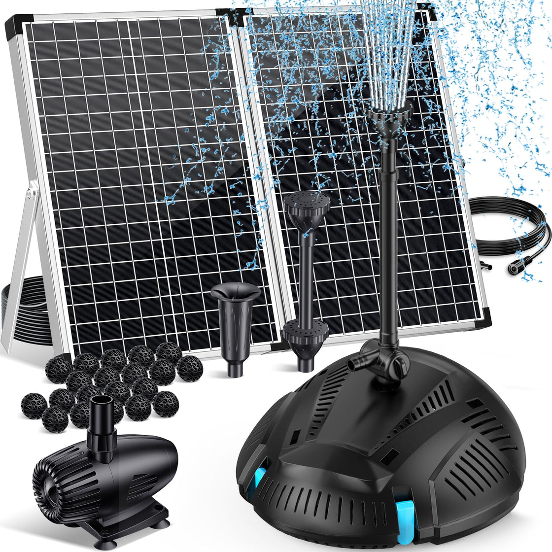 P35530 Solar Pond Filter Fountain with Aerator & Bio Filter